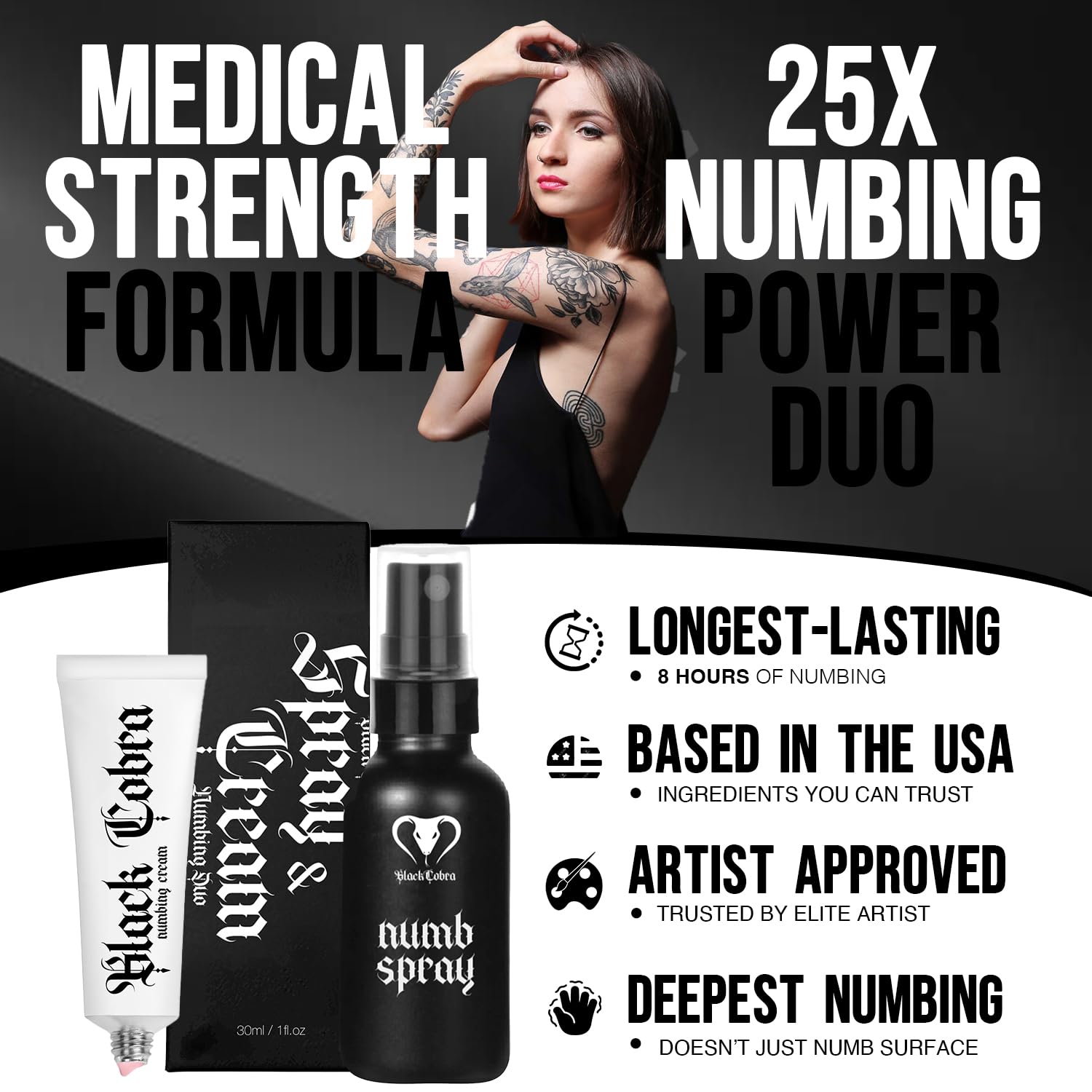 TATTOO NUMB SPRAY + NUMBING CREAM 'DUO' – BlackCobraSupply.com